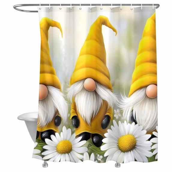 Bathroom Shower Curtain Spring Yellow Dwarf Watercolor Flower ...