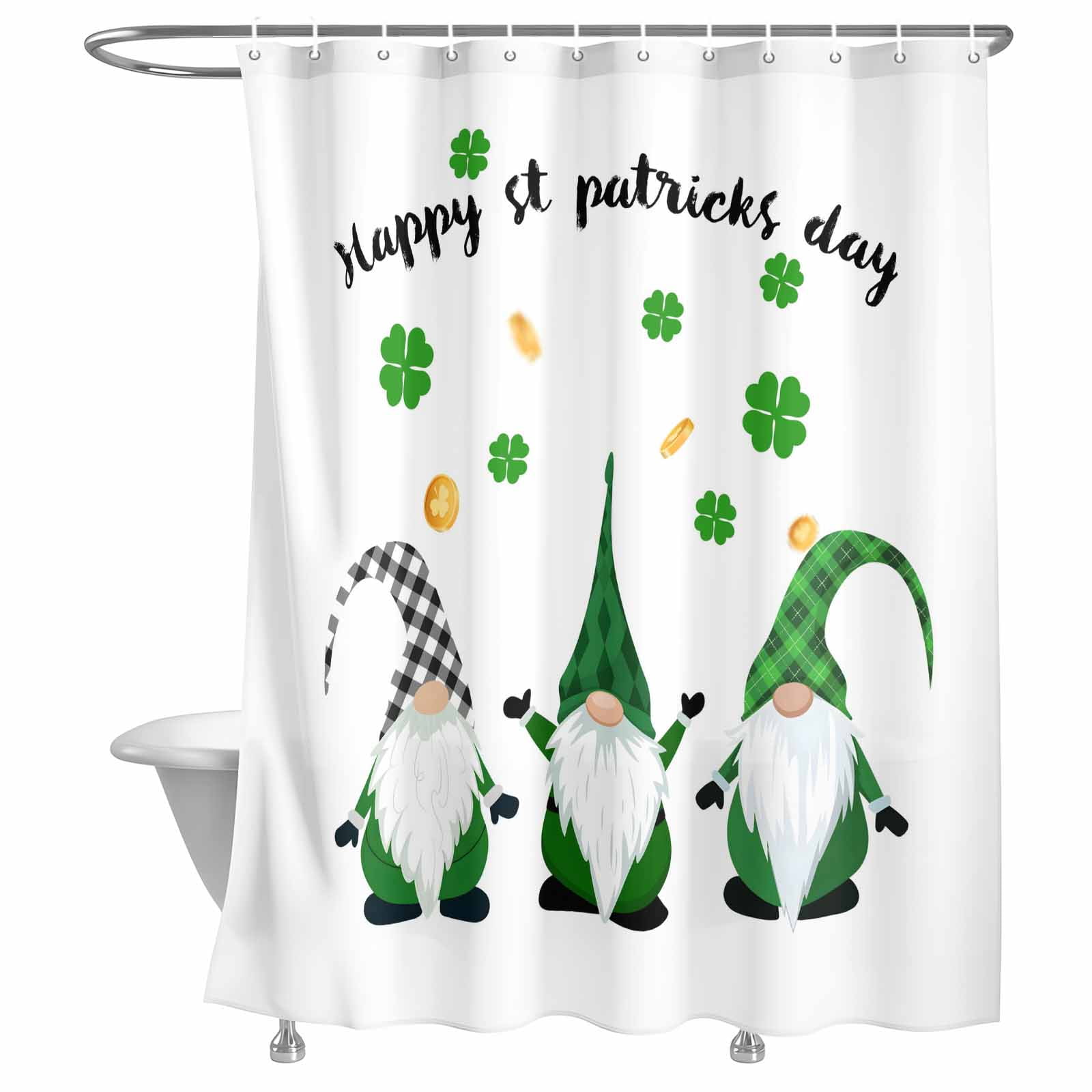 Bathroom Shower Curtain St. Patrick's Day Dwarfs Green Clovers ...