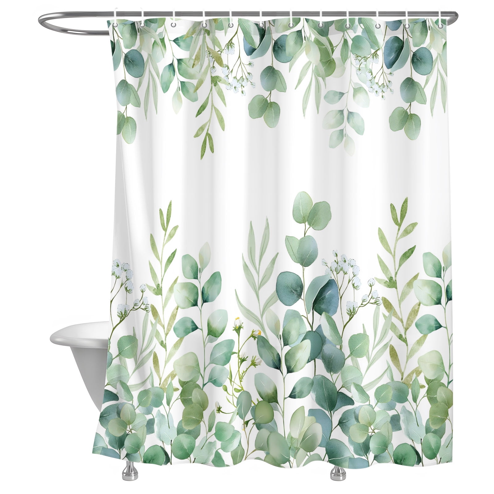 Bathroom Shower Curtain Summer Eucalyptus Leaves Waterproof Shower ...