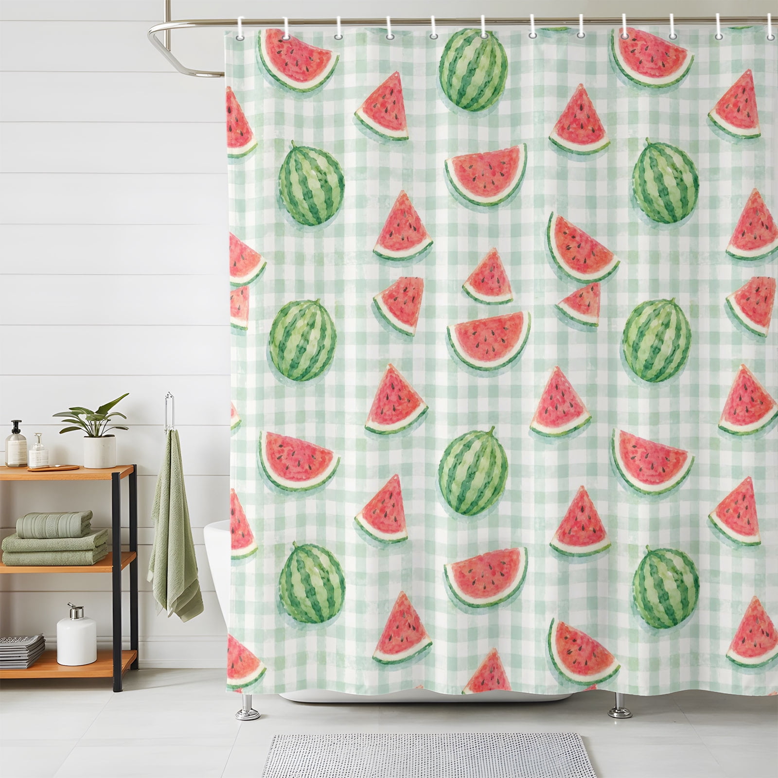 Bathroom Shower Curtain Summer Fruit Watermelons Pattern Waterproof ...