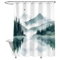 Bathroom Shower Curtain Summer Gradient Lake Tree Forest Waterproof ...