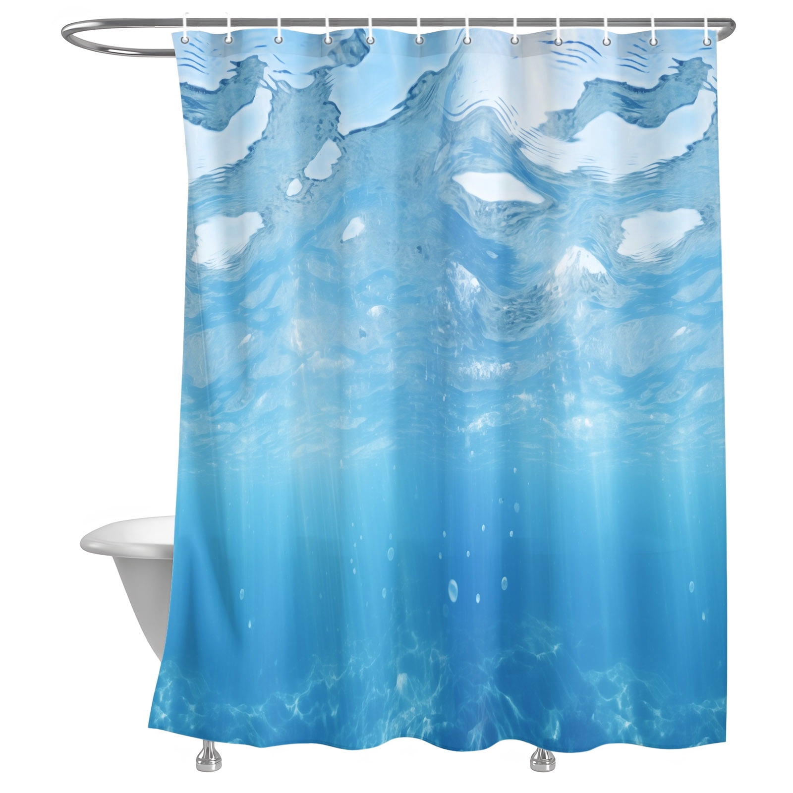 Bathroom Shower Curtain Summer Marine Blue Seawater Waterproof Shower ...