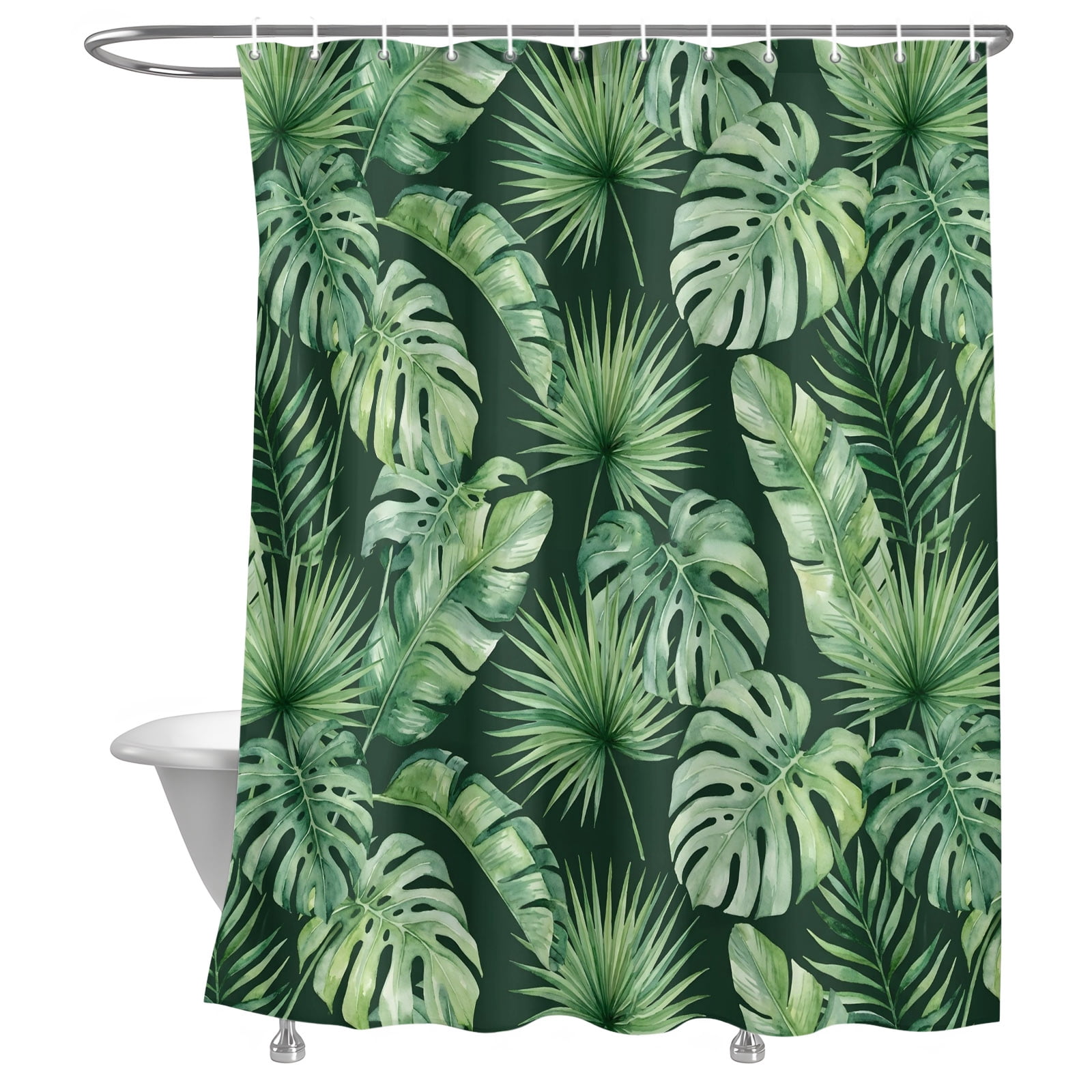 Bathroom Shower Curtain Summer Monstera Seamless Waterproof Shower ...
