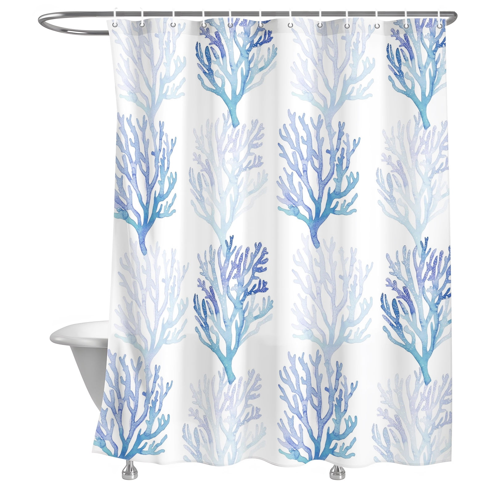 Bathroom Shower Curtain Summer Ocean Gradient Coral Waterproof Shower ...