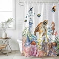 Bathroom Shower Curtain Summer Ocean Retro Turtle Fish Waterproof ...