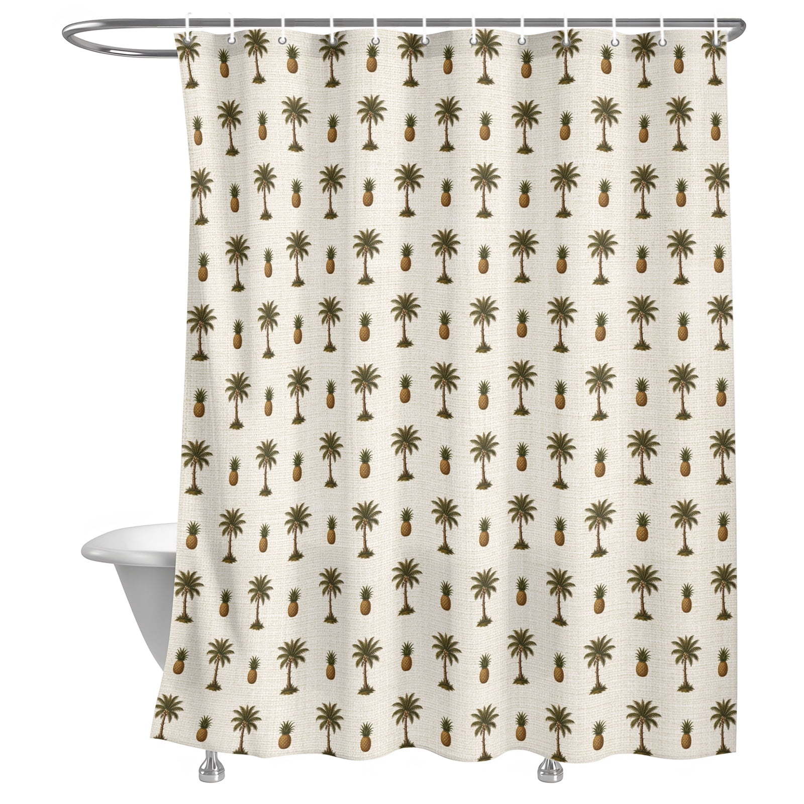 Bathroom Shower Curtain Summer Palm Tree Pineapple Seamless Waterproof ...