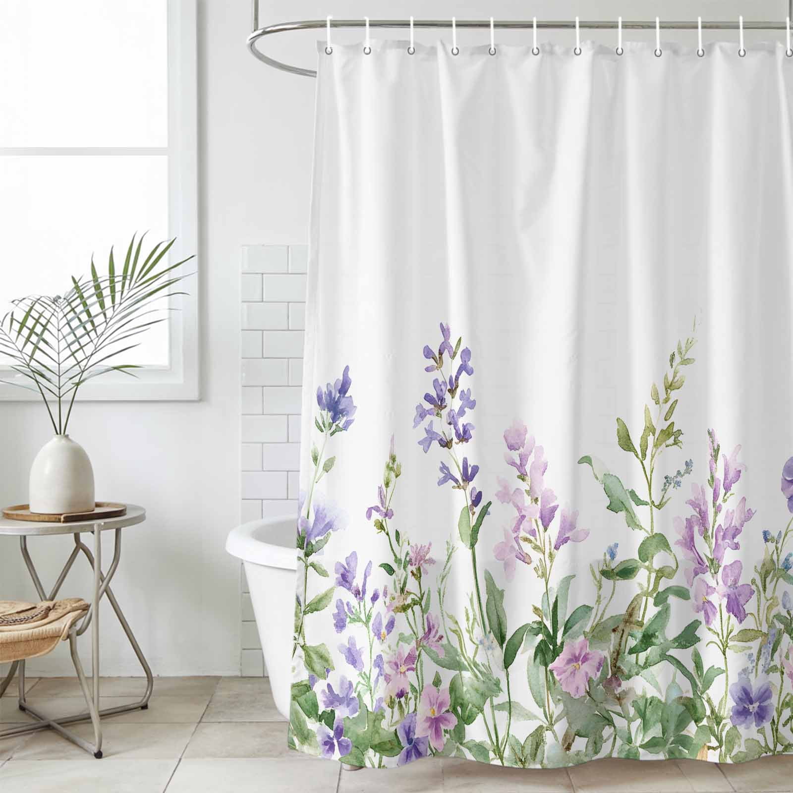 Bathroom Shower Curtain Summer Pastoral Flower Leaf Waterproof Shower ...