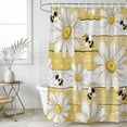 Bathroom Shower Curtain Summer Rustic Daisy Flower Bee Waterproof ...