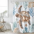 Bathroom Shower Curtain Summer Sea Turtle Ocean Coral Waterproof Shower ...