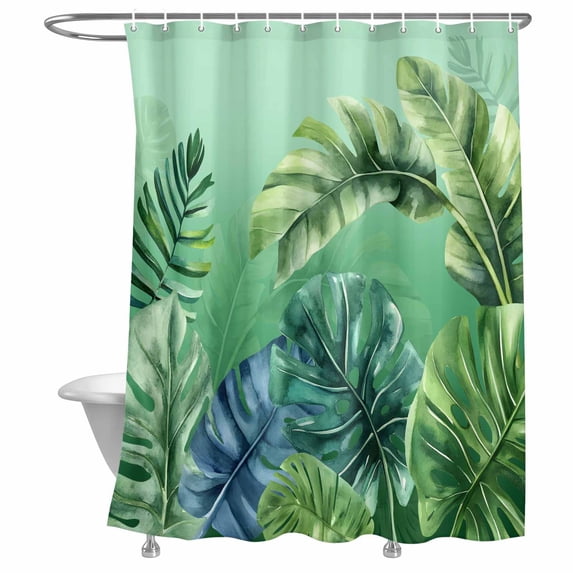 Bathroom Shower Curtain Summer Tropical Plants Waterproof Shower ...