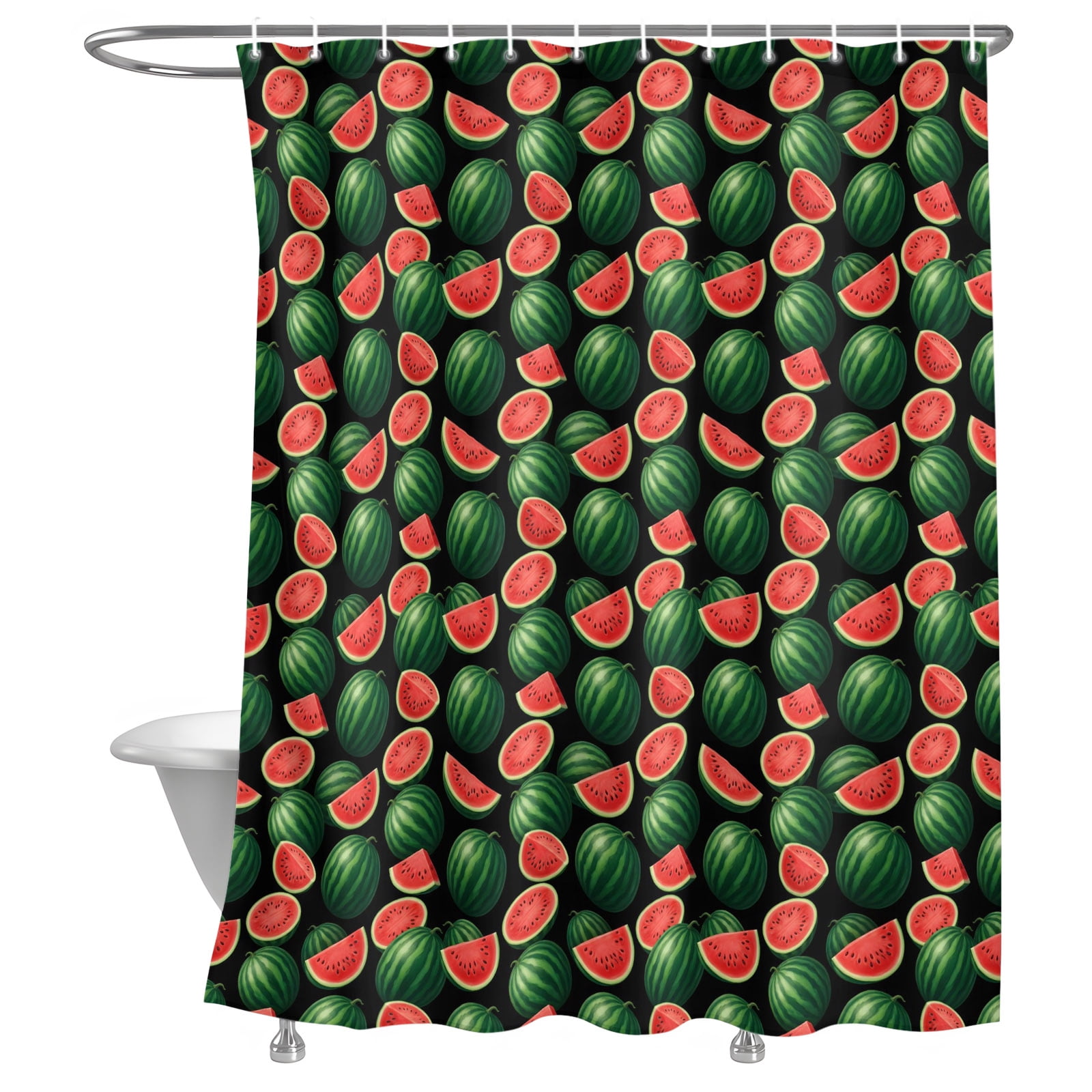 Bathroom Shower Curtain Summer Watermelon Seamless Waterproof Shower ...