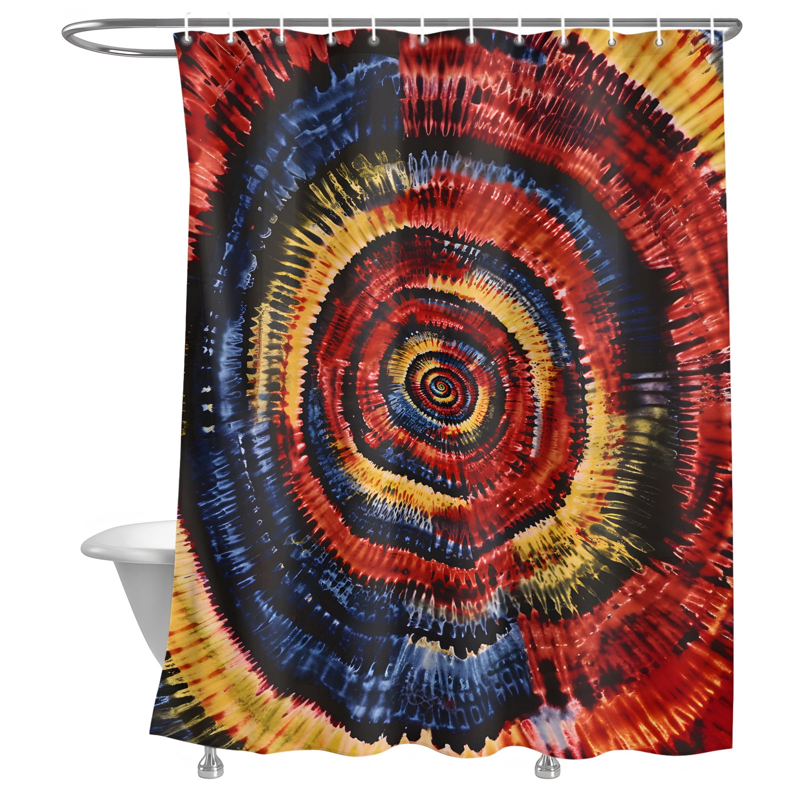 Bathroom Shower Curtain Tie-dye Red Gradient Abstract Style Waterproof ...