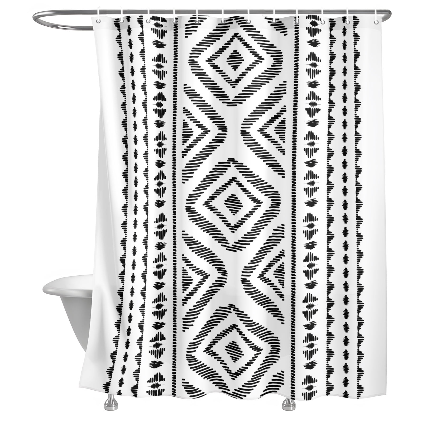 Bathroom Shower Curtain Tribal Geometric Abstract Art Waterproof Shower ...
