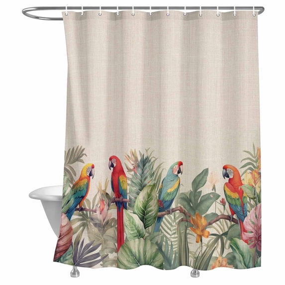 Bathroom Shower Curtain Tropical Birds Parrot on Branch Waterproof ...