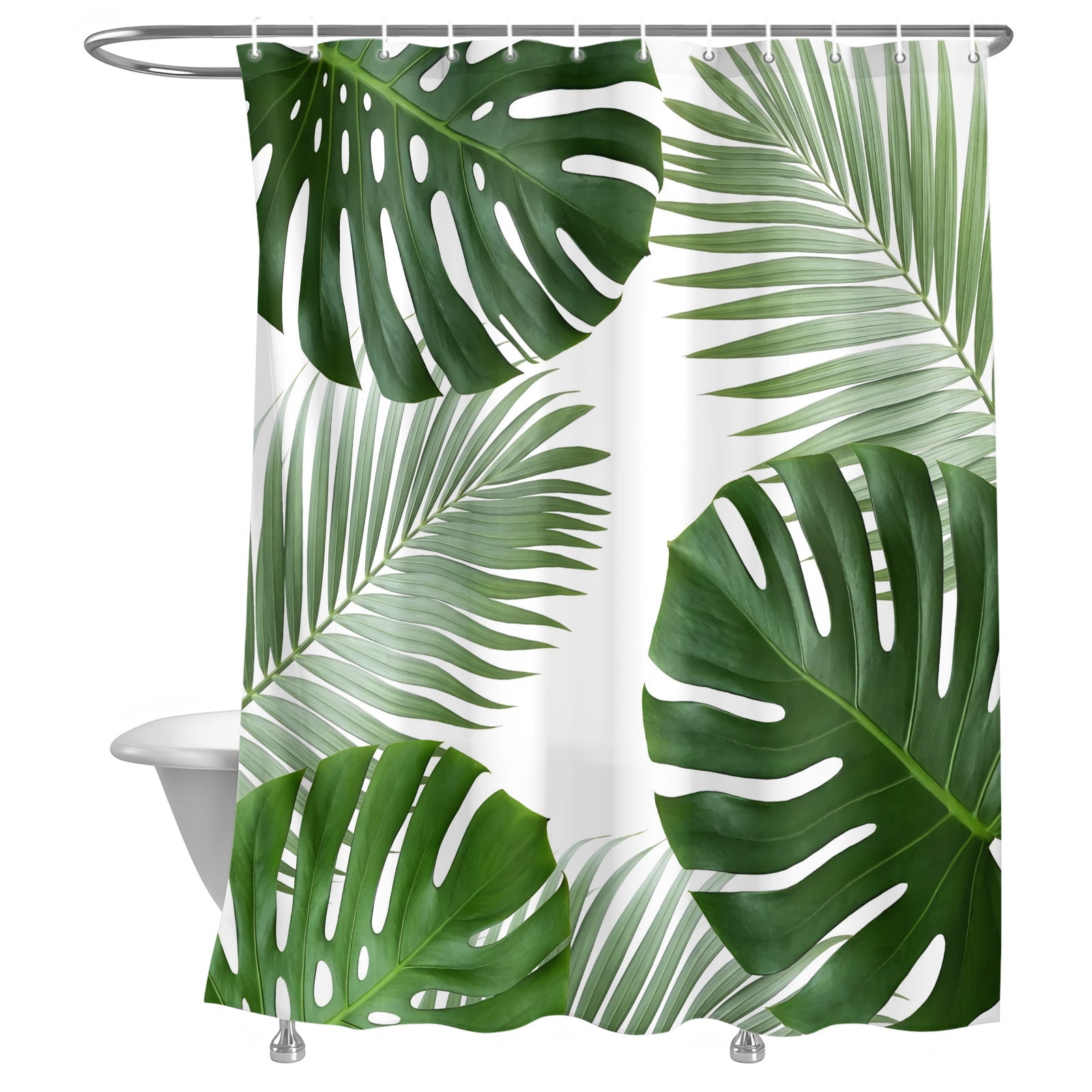 Bathroom Shower Curtain Tropical Palm Leaves Monstera Deliciosa ...