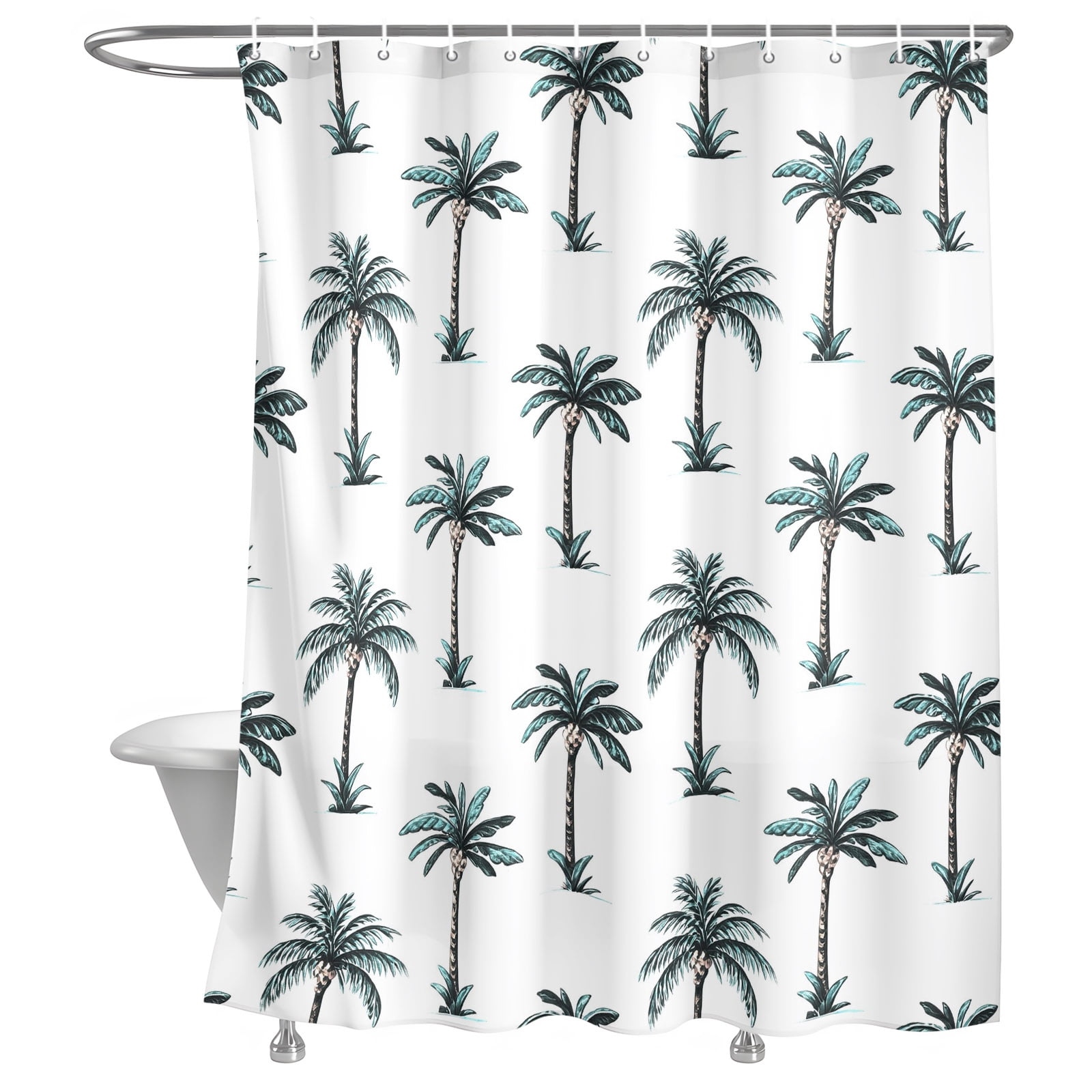Bathroom Shower Curtain Tropical Palm Trees Waterproof Shower Curtains ...