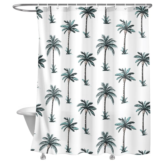 Bathroom Shower Curtain Tropical Palm Trees Waterproof Shower Curtains ...