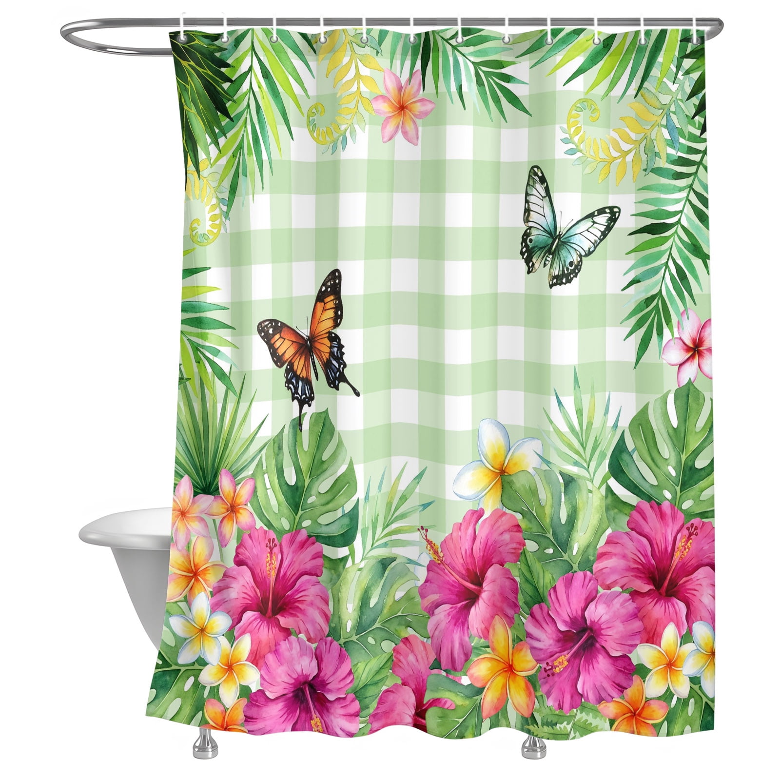 Bathroom Shower Curtain Tropical Plants Burmese Gardenia Flower ...
