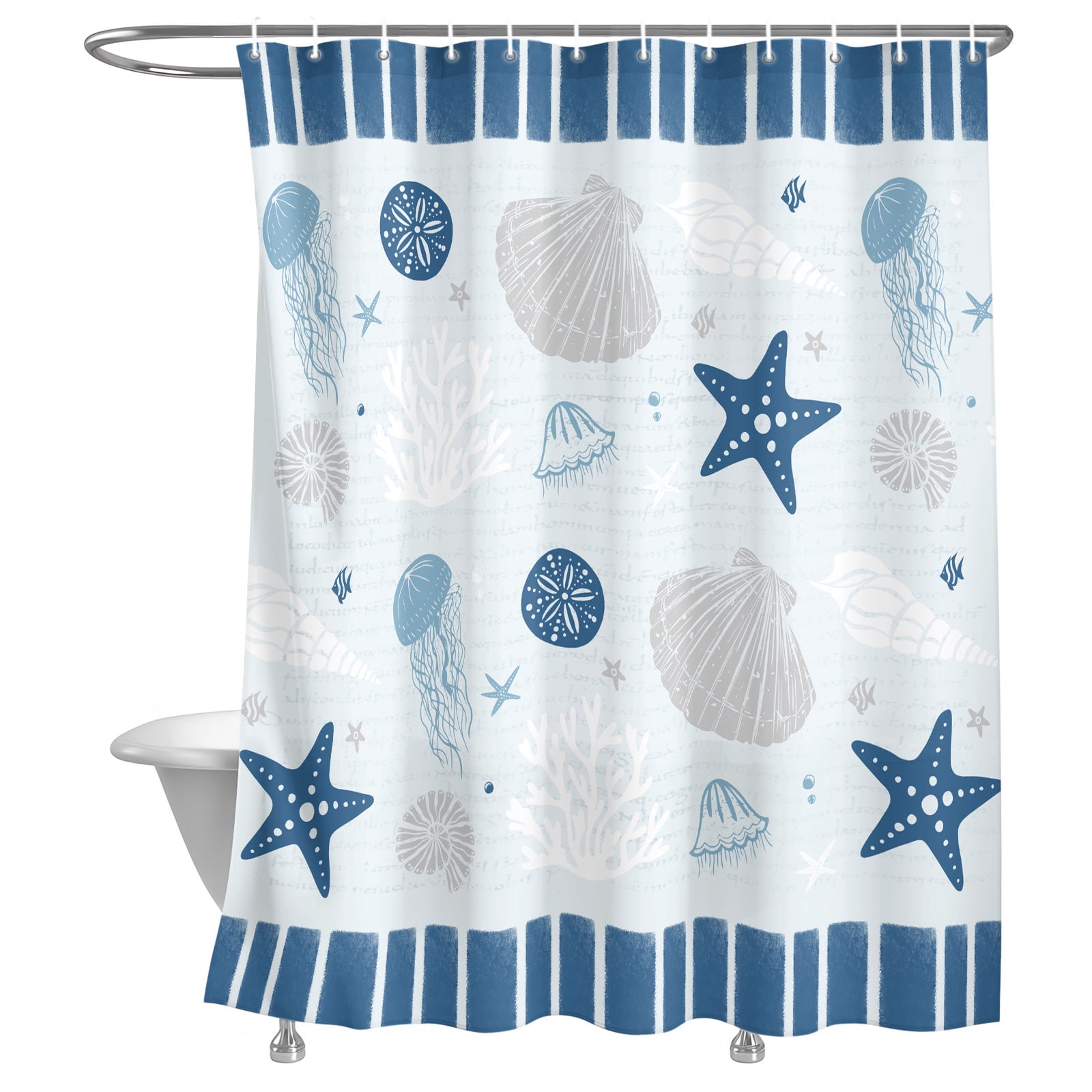 Bathroom Shower Curtain Underwater Ocean Starfish Shell Waterproof ...