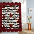 Bathroom Shower Curtain Valentines Red Buffalo Plaid Waterproof Shower ...