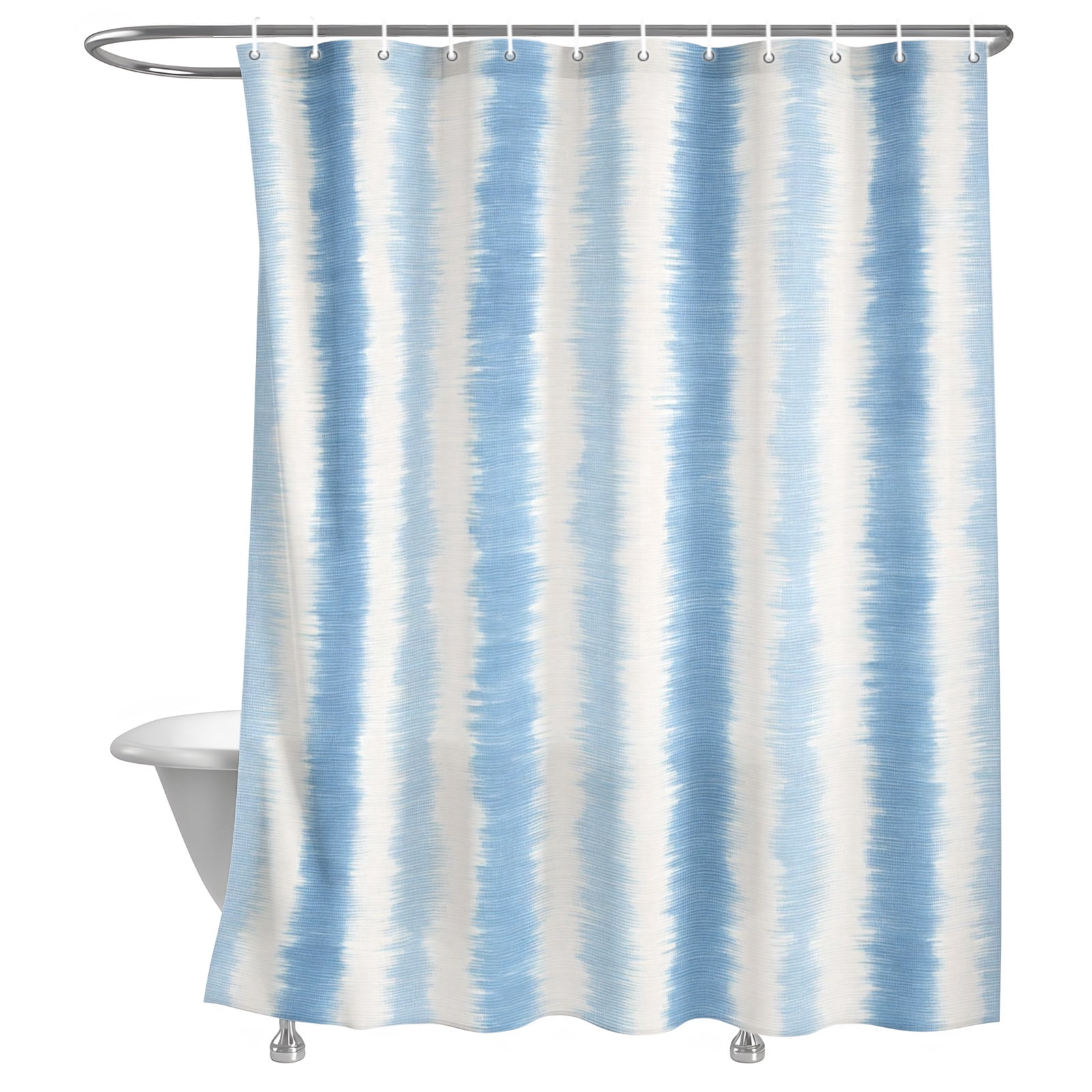 Bathroom Shower Curtain Vertical Halation Blue White Striped Waterproof ...