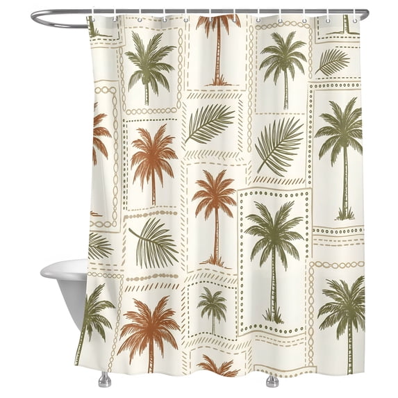 Bathroom Shower Curtain Vintage Coconut Tree Palm Leaves Waterproof ...
