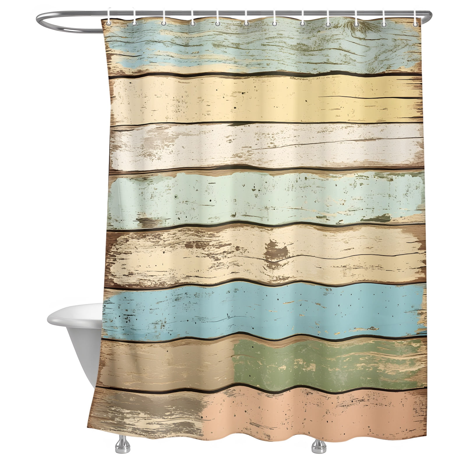 Bathroom Shower Curtain Vintage Country Wood Board Waterproof Shower ...