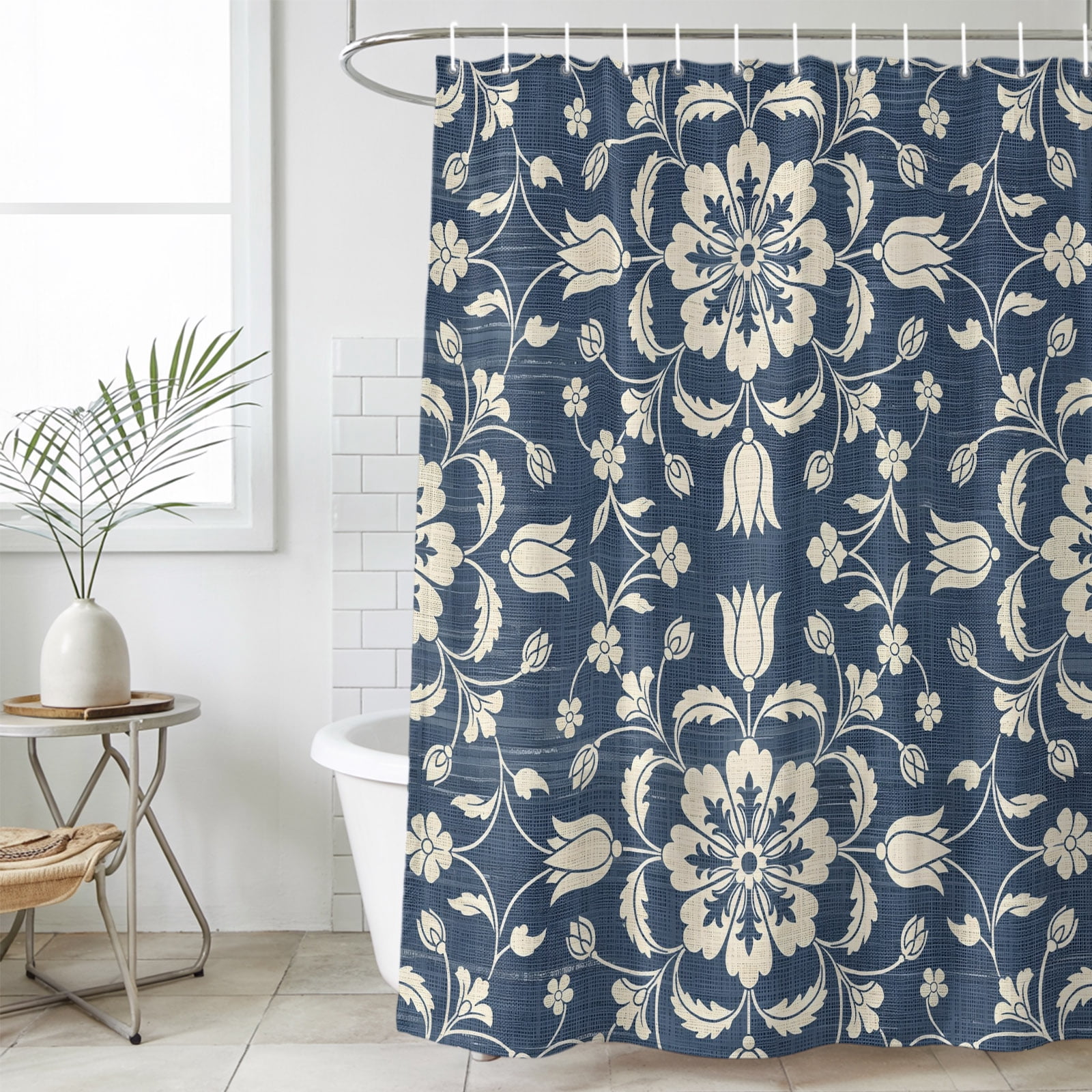 Bathroom Shower Curtain Vintage Floral Leaves Texture Waterproof Shower ...