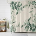 Bathroom Shower Curtain Vintage Linen Rustic Green Leaf Waterproof ...
