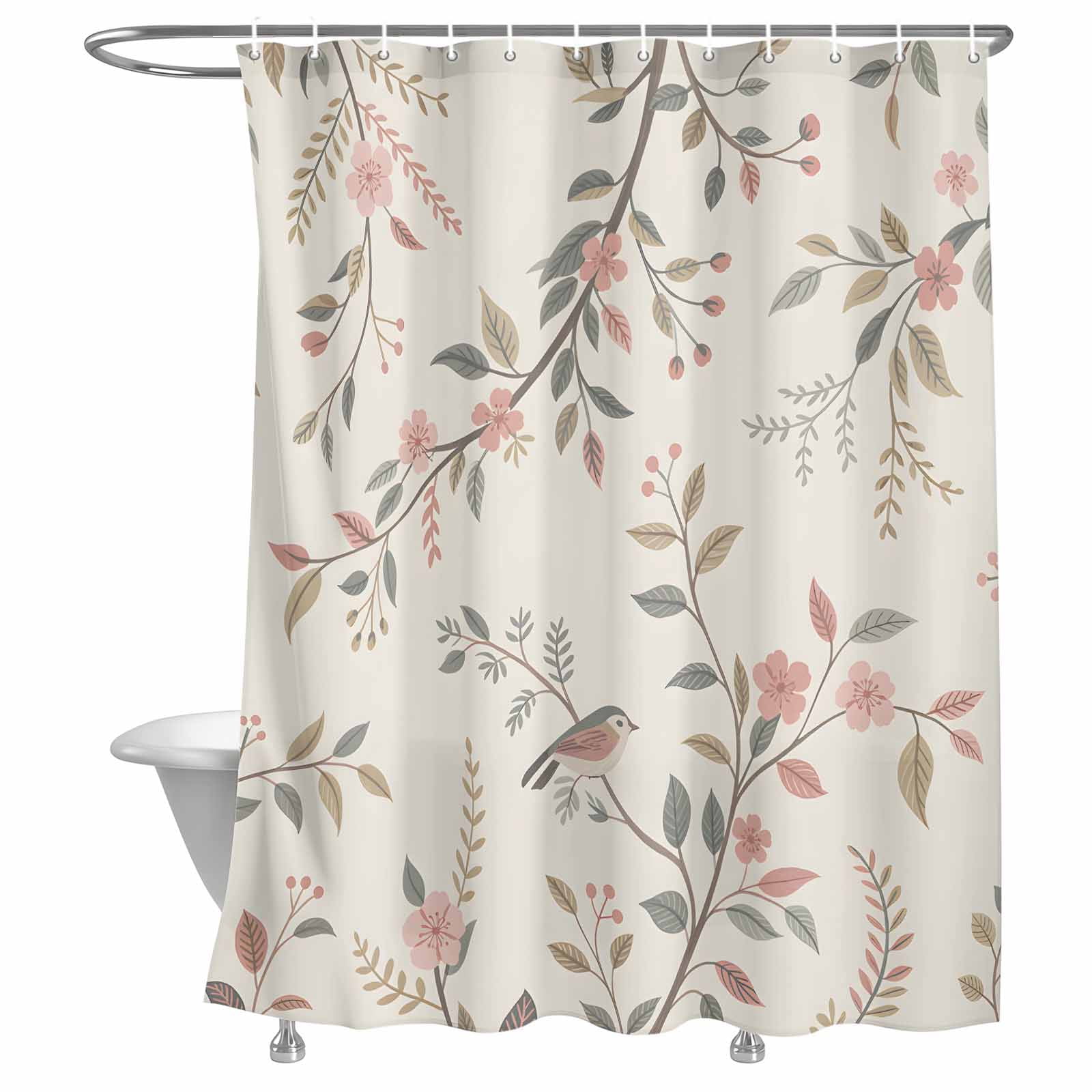 Bathroom Shower Curtain Vintage Medieval Flowers Waterproof Shower ...