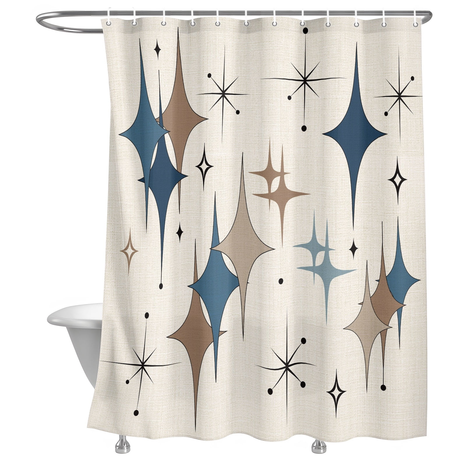 Bathroom Shower Curtain Vintage Mid Century Geometric Rhombus ...