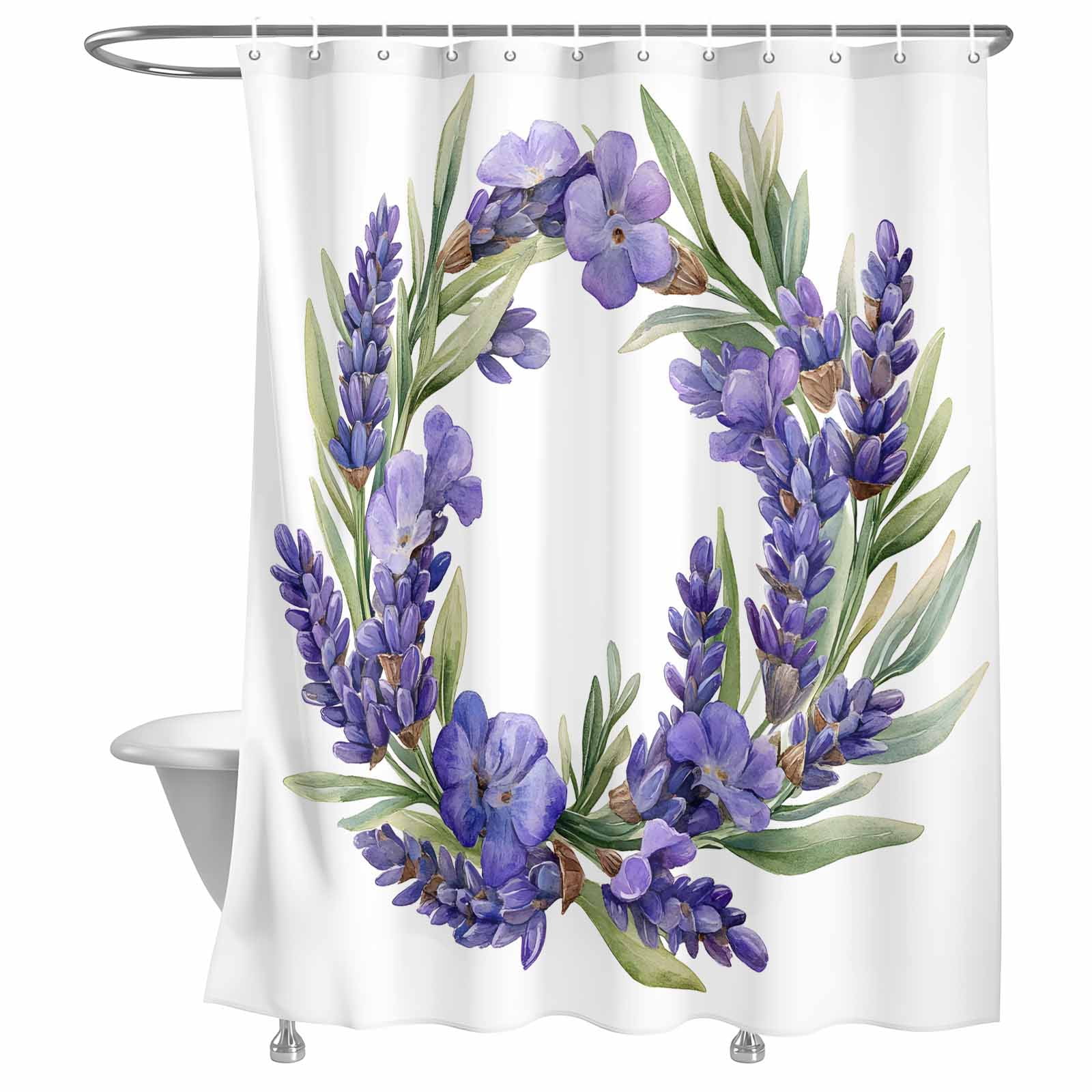 Bathroom Shower Curtain Vintage Ombre Purple Lavender Waterproof Shower ...