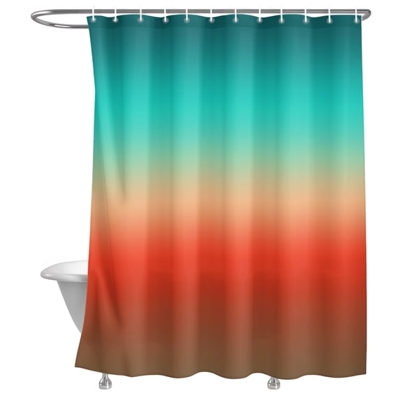 Bathroom Shower Curtain Vintage Orange Blue Gradient Waterproof Shower ...