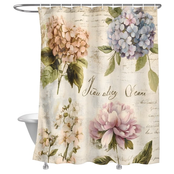 Bathroom Shower Curtain Vintage Spring Blossom Flower on Letter ...