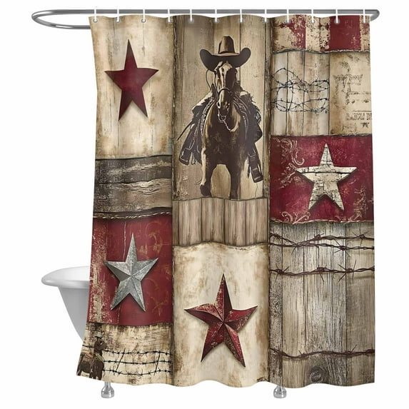 Bathroom Shower Curtain Vintage Texas Western Country Star Waterproof ...