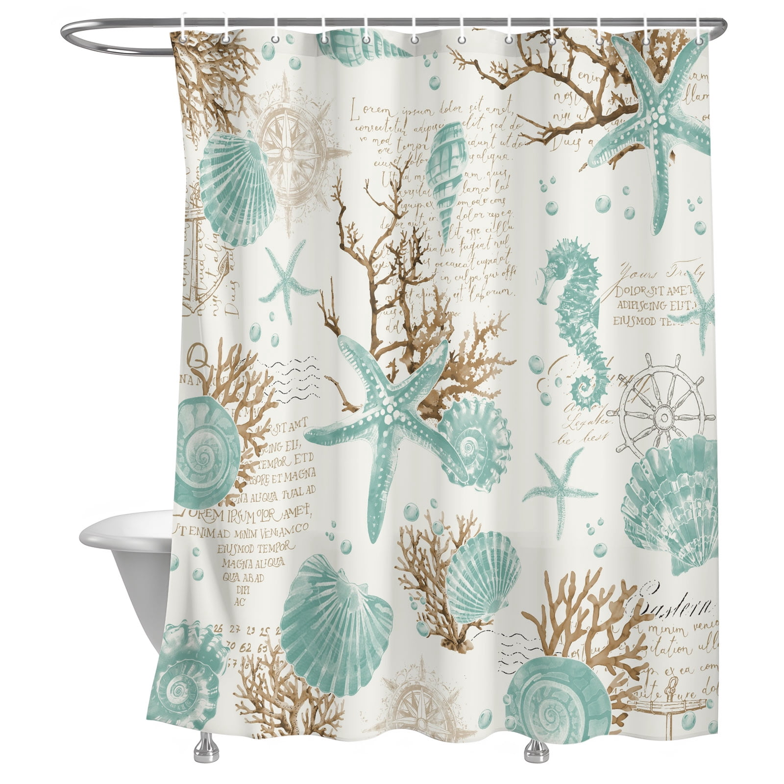 Bathroom Shower Curtain Watercolor Animal Summer Ocean Waterproof ...