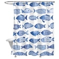 Bathroom Shower Curtain Watercolor Blue Coastal Fish Waterproof Shower ...