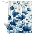 Bathroom Shower Curtain Watercolor Blue Flower Leaves Waterproof Shower ...