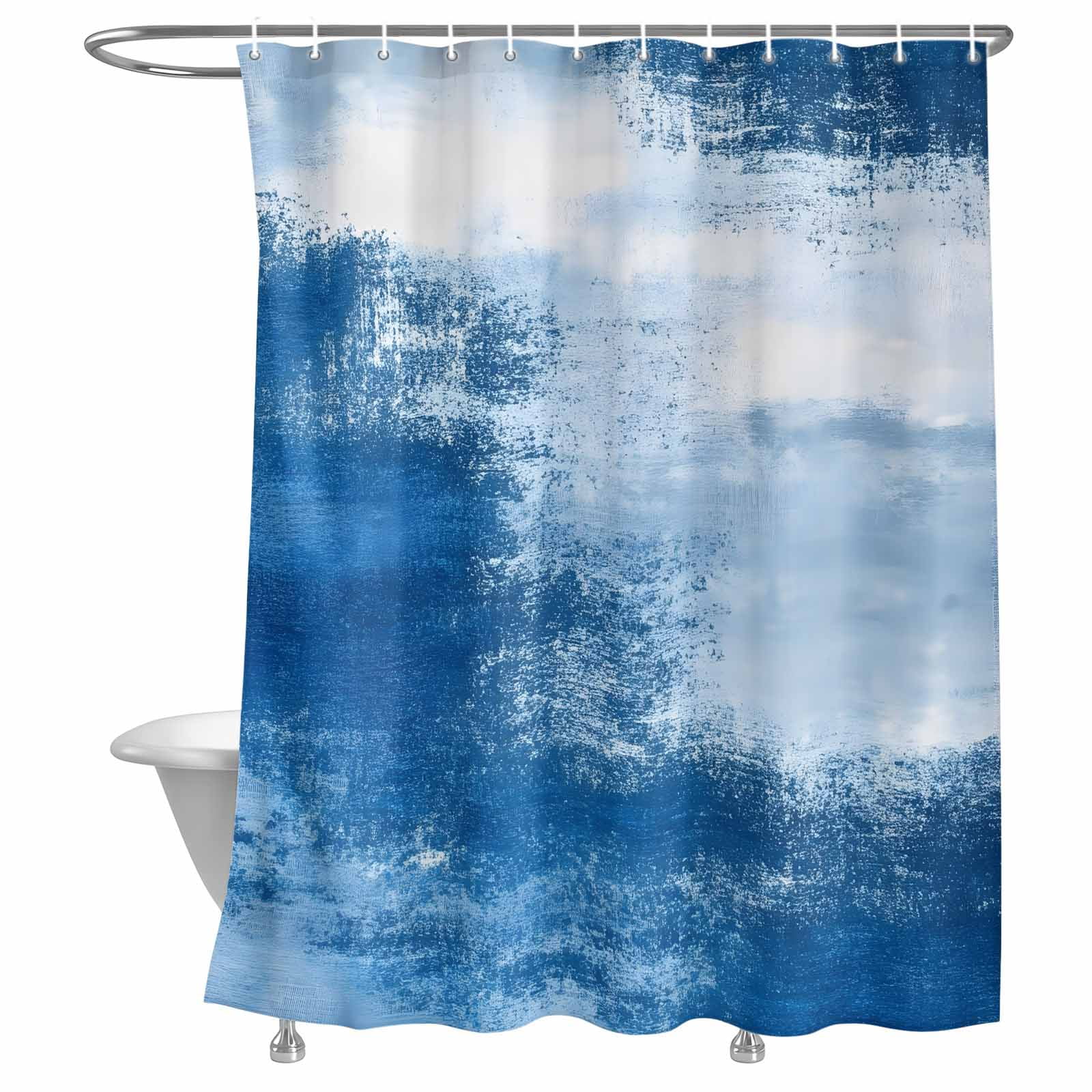 Bathroom Shower Curtain Watercolor Blue Gradient Waterproof Shower ...