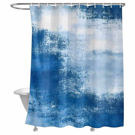 Bathroom Shower Curtain Watercolor Blue Gradient Waterproof Shower ...