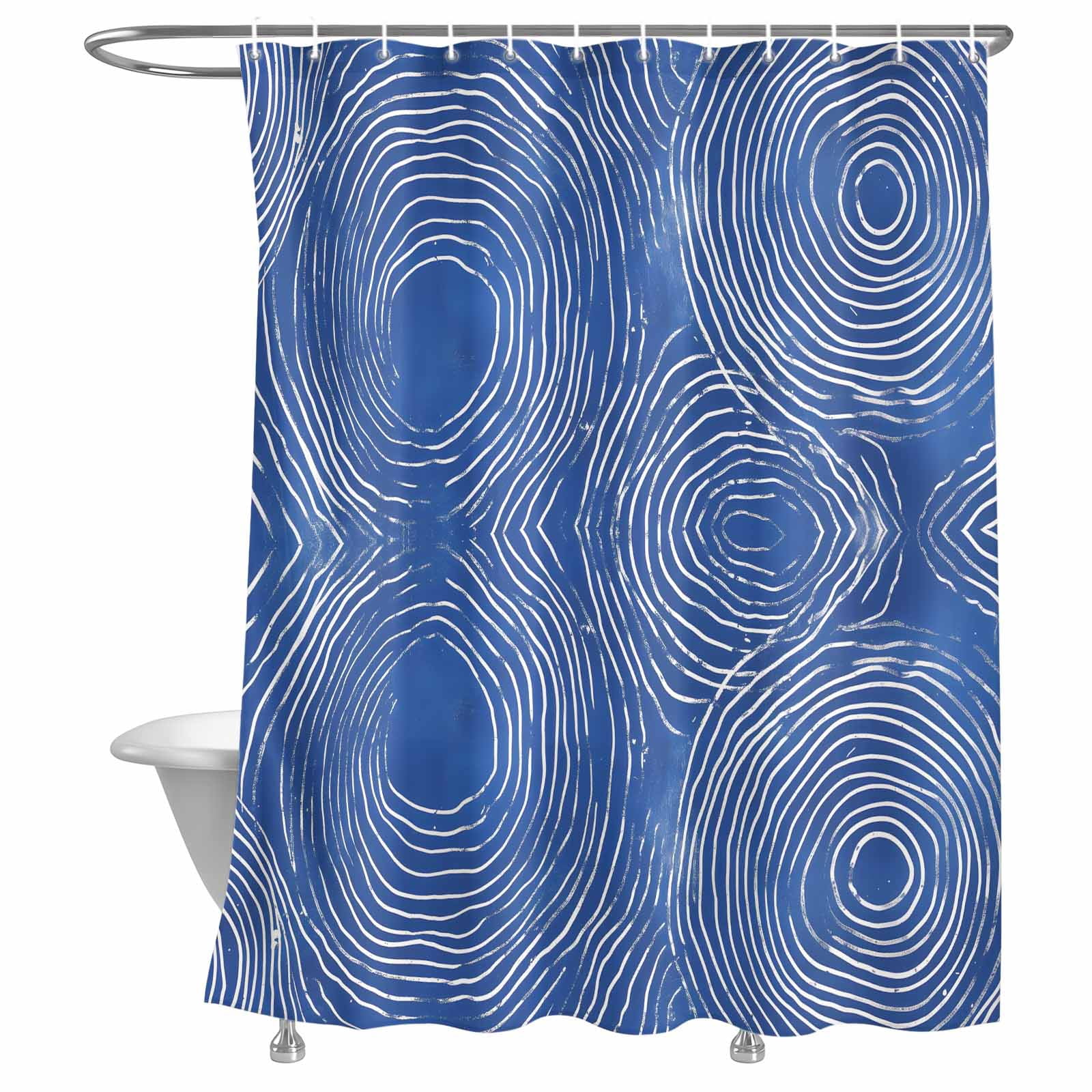 Bathroom Shower Curtain Watercolor Circle on Blue Waterproof Shower ...
