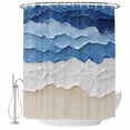 Bathroom Shower Curtain Watercolor Coastal Blue White Ocean Water ...