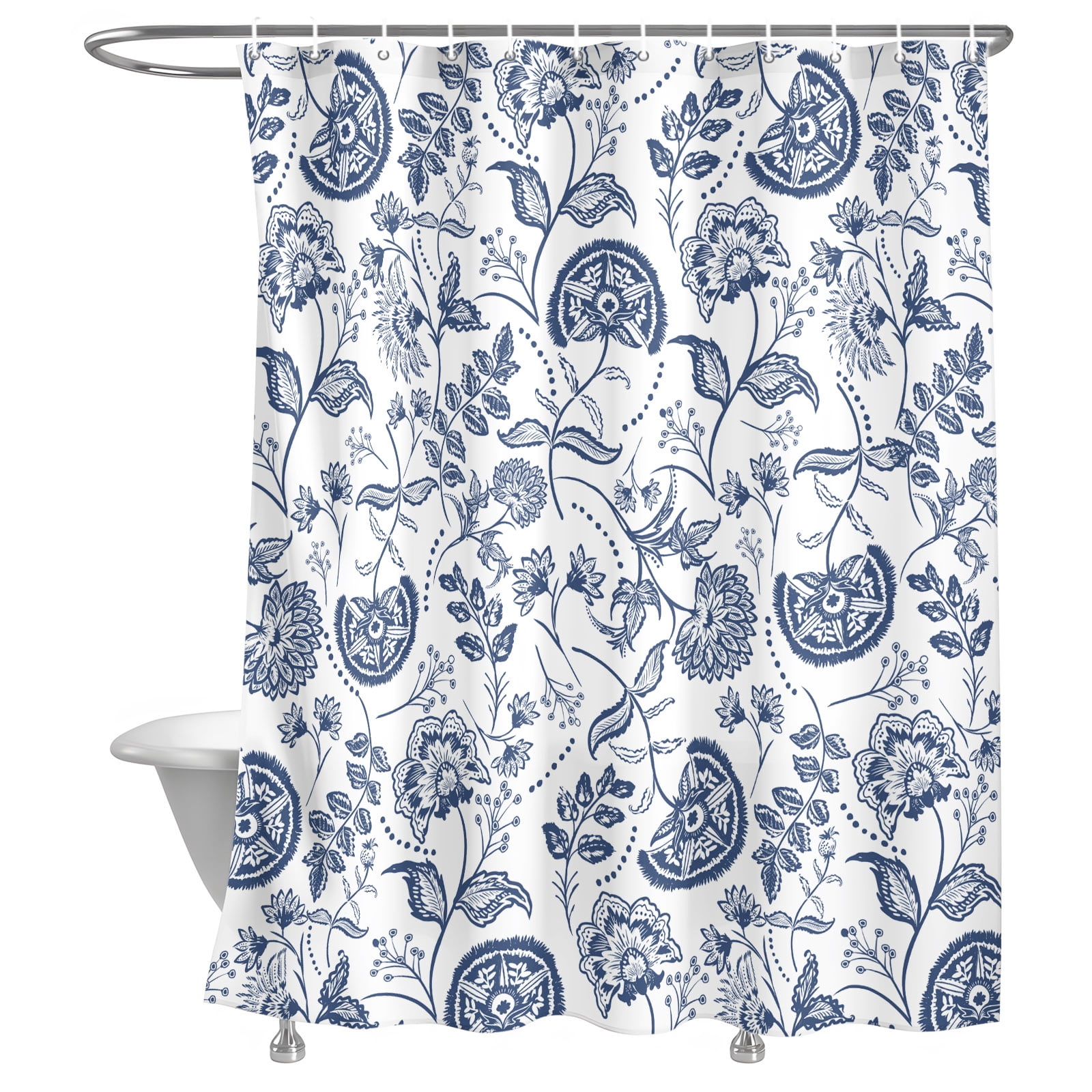 Bathroom Shower Curtain Watercolor Country Flower Leaf Waterproof ...