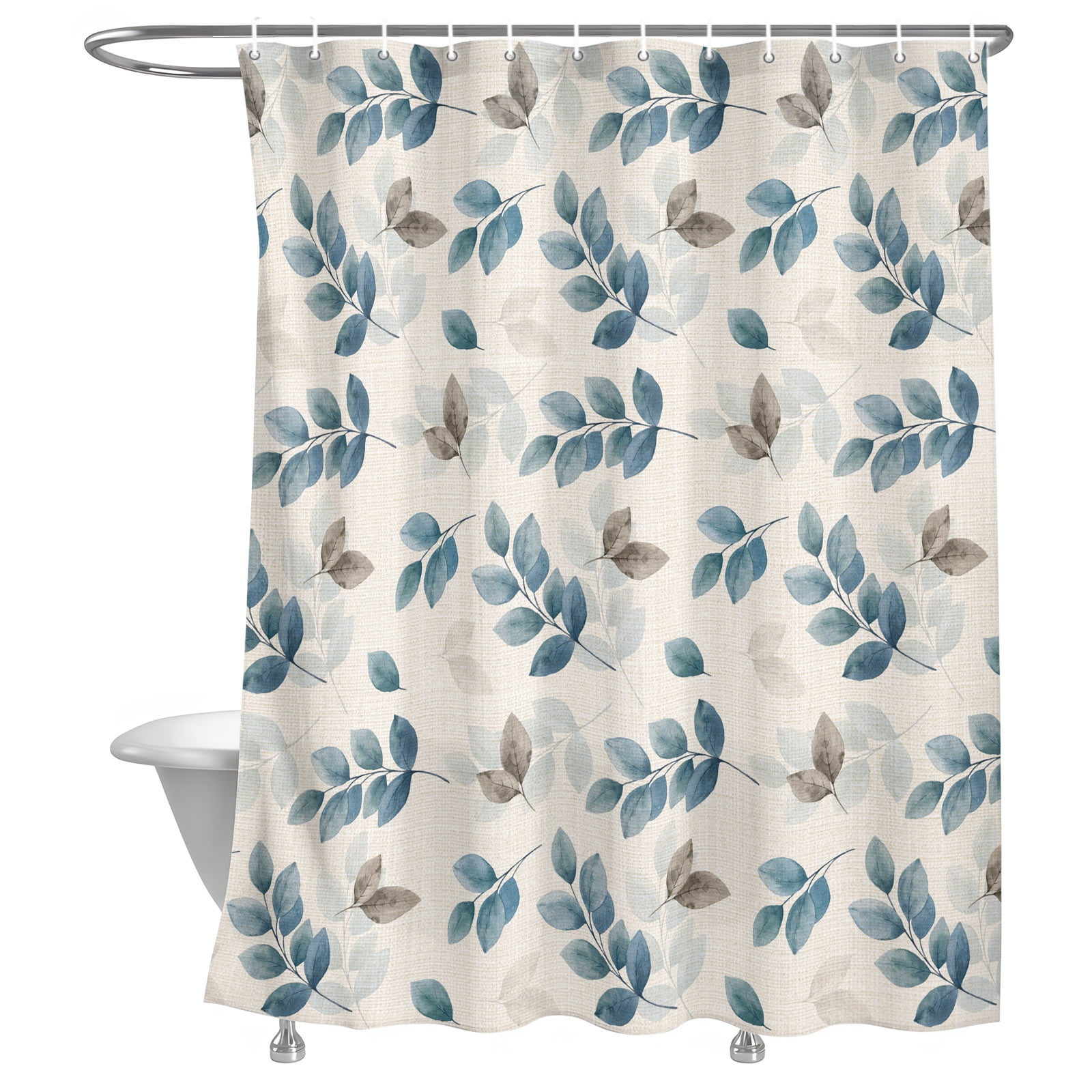 Bathroom Shower Curtain Watercolor Eucalyptus Leaves Blue Grey ...