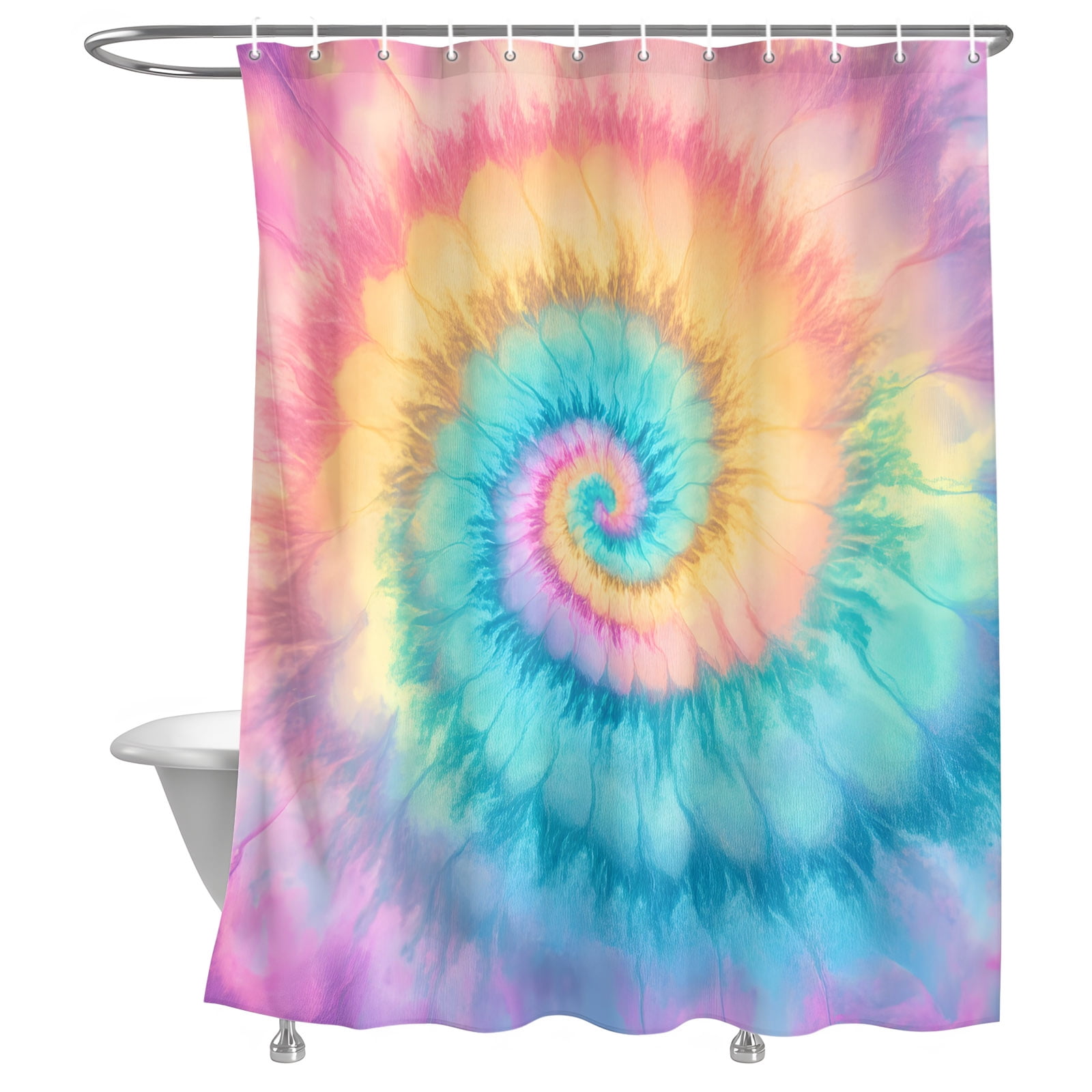 Bathroom Shower Curtain Watercolor Gradient Orange Green Blue ...
