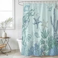 Bathroom Shower Curtain Watercolor Marine Life on Teal Waterproof ...