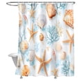 Bathroom Shower Curtain Watercolor Shell Coral Ocean Starfish ...