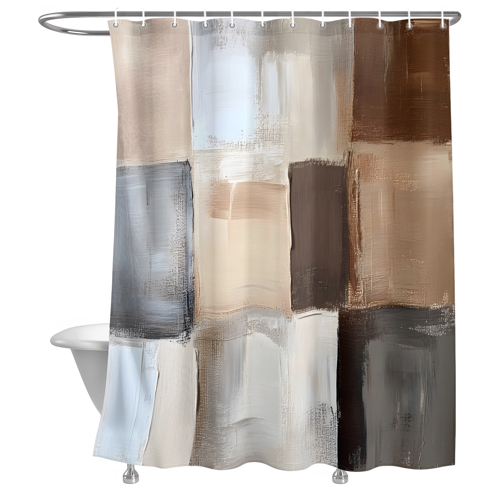 Bathroom Shower Curtain Watercolor Sketch Color Blocks Waterproof ...