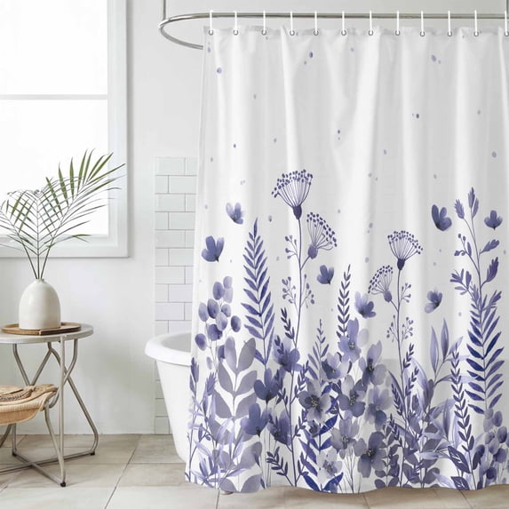 Bathroom Shower Curtain Watercolor Spring Flowers Waterproof Shower ...