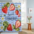 Bathroom Shower Curtain Watercolor Strawberry Flower Waterproof Shower ...